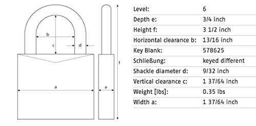 ABUS 80TI/40 Titalium™ Aluminum Alloy Padlock Keyed Different- Long Nano Protect Steel Shackle (1-1/2")
