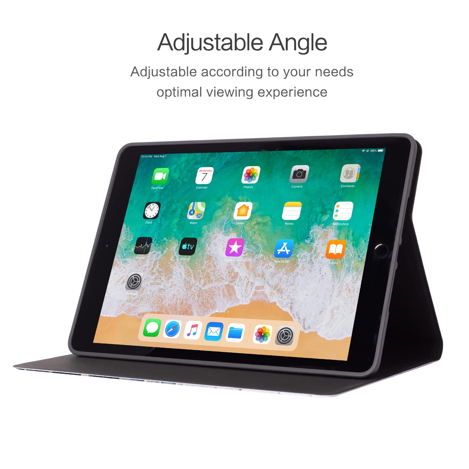 Vimorco Case for ipad 9th Generation 2021, Case for ipad 8th/7th Generation 2020/2019, Pu Leather Adjustable Stand Cover for Apple ipad 10.2 inch, Black Hummingbirds & Flowers