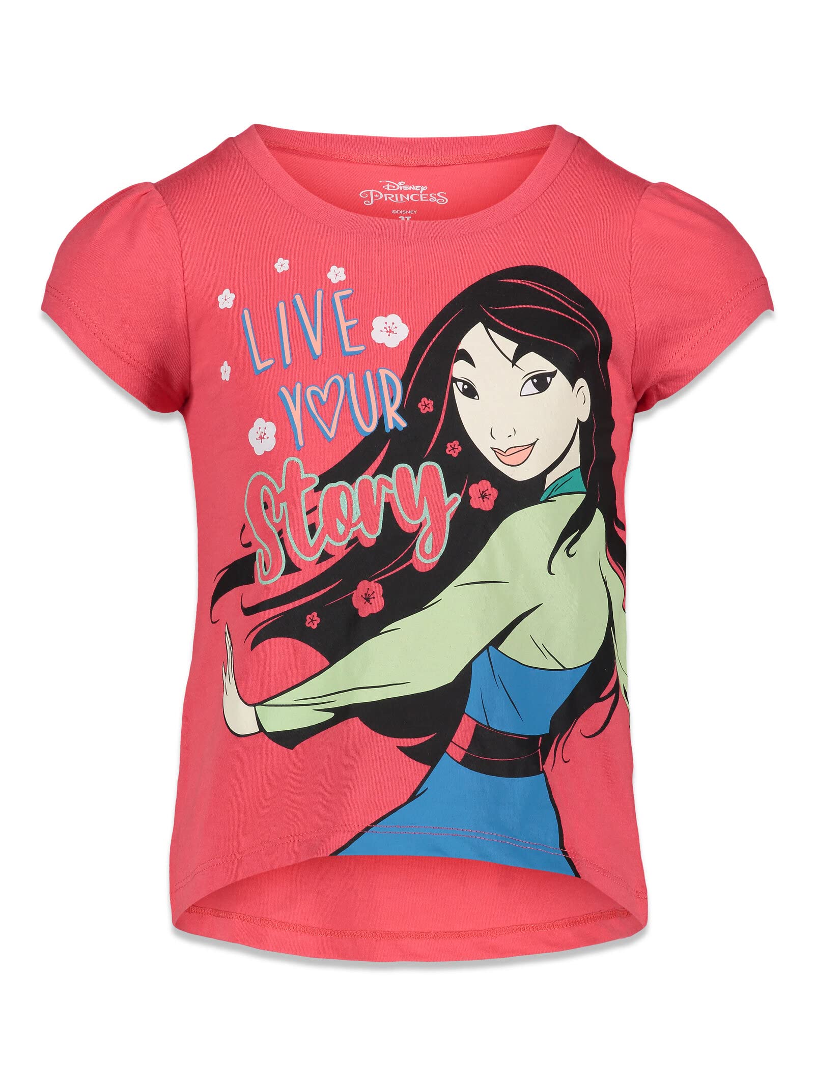 Princess Mulan Tiana Rapunzel Moana Big Girls 4 Pack T-Shirts 14-16