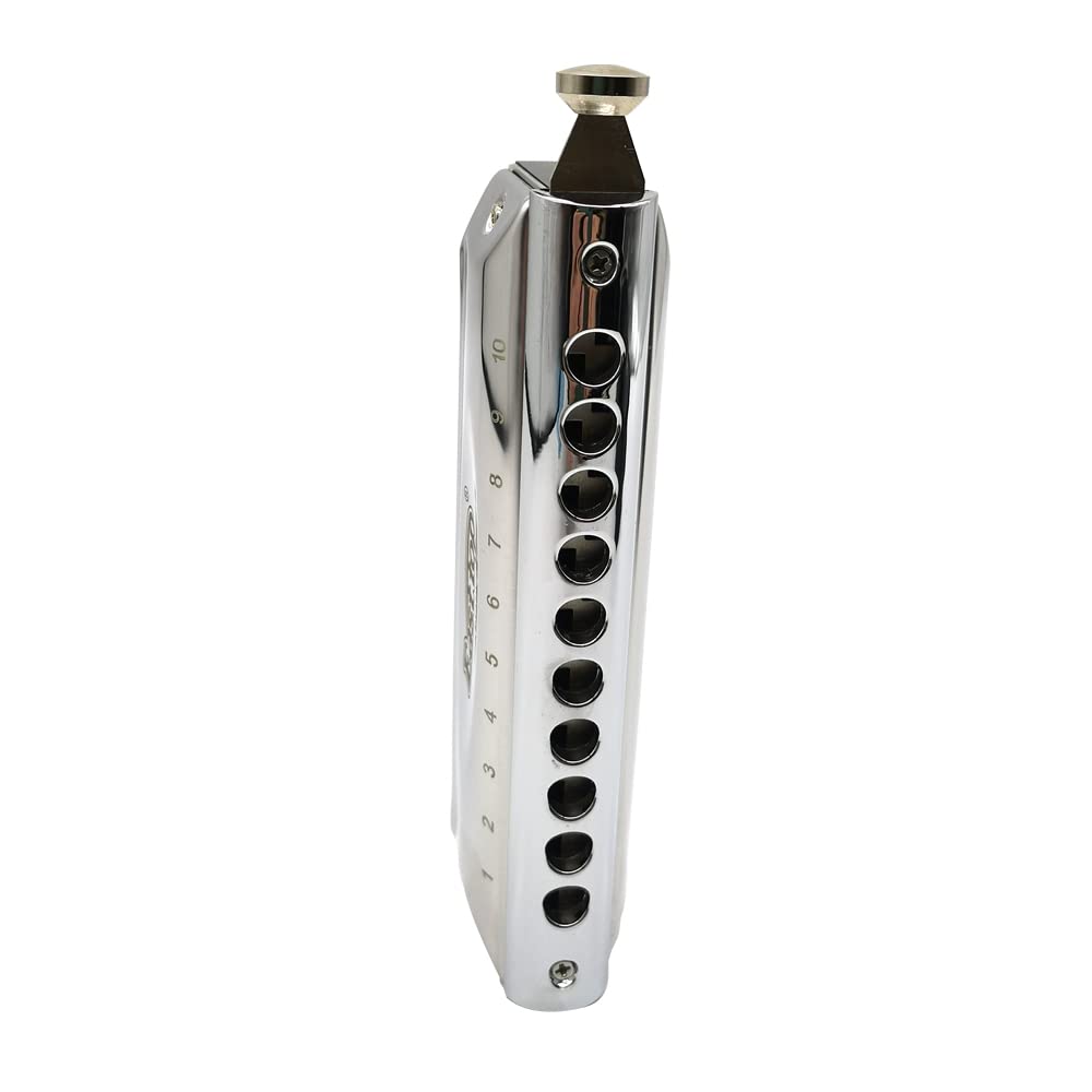 10 Holes 40 Tones Professional Chromatic Harmonica Key of C, Music instruments for adults, Harmonicas for adults,Professional Player, Students and beginner(Silver)