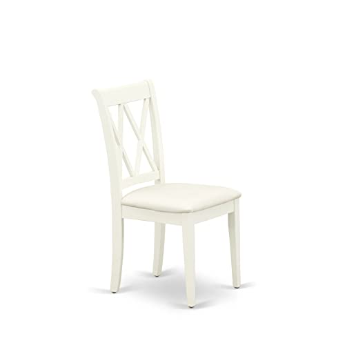East West Furniture HBCL3-LWH-C 3 Piece Dining Table Set for Small Spaces Contains a Round Dining Room Table with Pedestal and 2 Linen Fabric Upholstered Chairs, 42x42 Inch, Linen White
