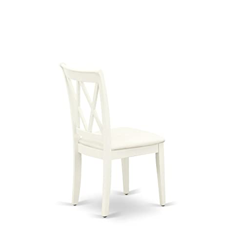 East West Furniture HBCL3-LWH-C 3 Piece Dining Table Set for Small Spaces Contains a Round Dining Room Table with Pedestal and 2 Linen Fabric Upholstered Chairs, 42x42 Inch, Linen White