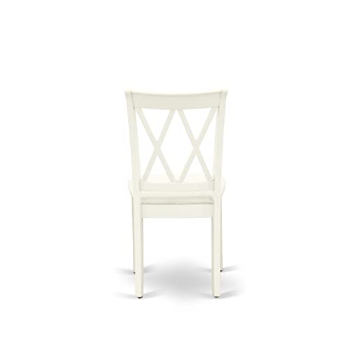 East West Furniture HBCL3-LWH-C 3 Piece Dining Table Set for Small Spaces Contains a Round Dining Room Table with Pedestal and 2 Linen Fabric Upholstered Chairs, 42x42 Inch, Linen White