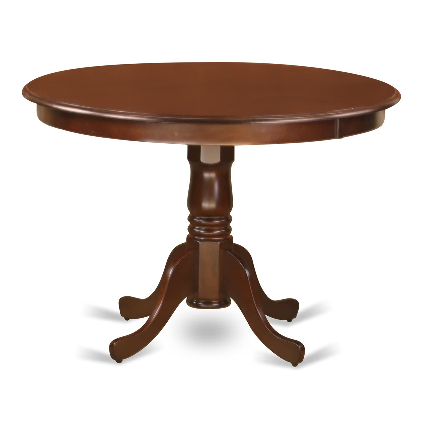 HomeStock French Fabulous 3Pc Rounded 42 Inch Dining Room Table and 2 Parson Chair with Mahogany Leg and Brown Flaux Leather