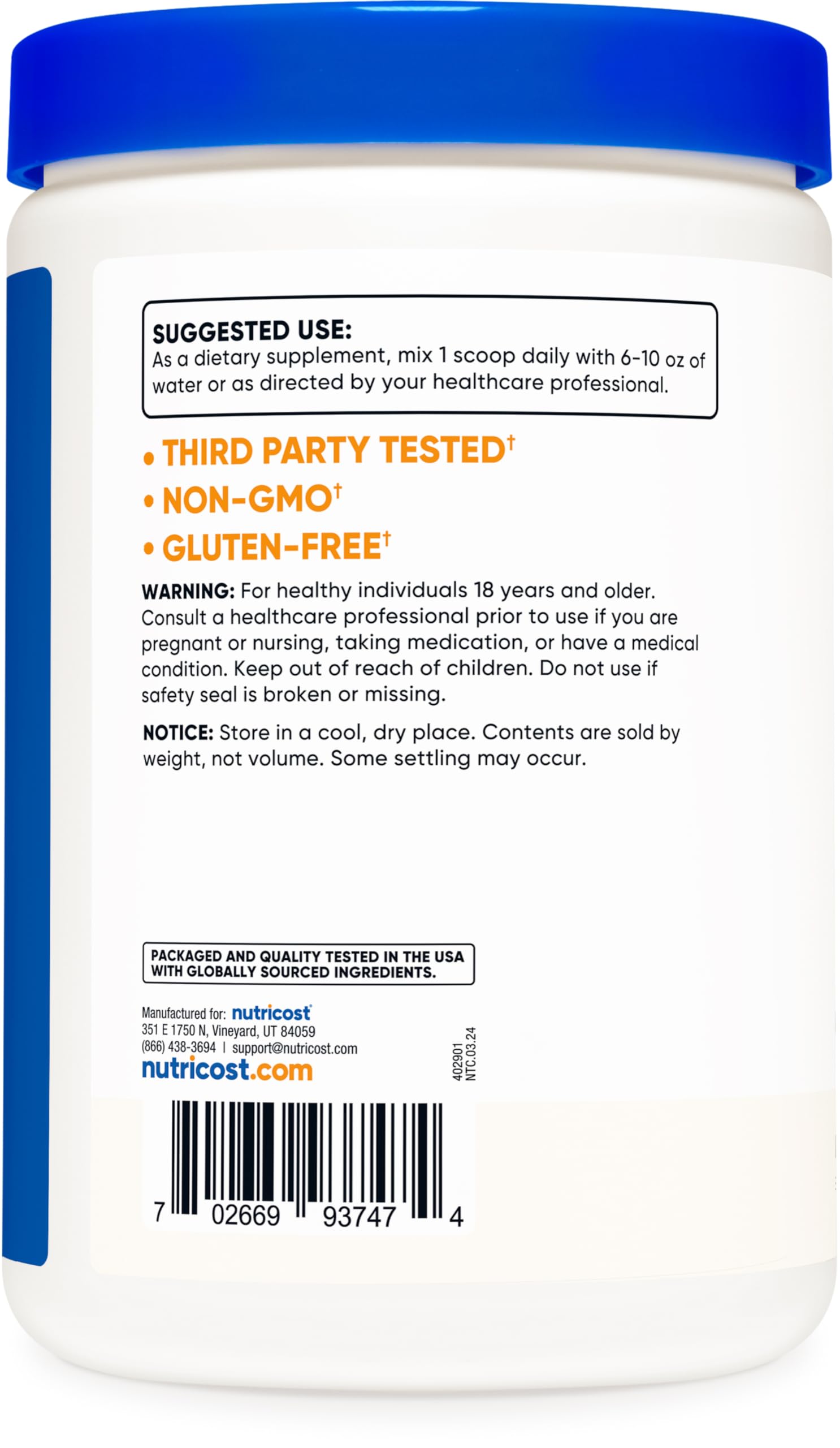 Nutricost L-Tyrosine Powder 250 Grams - Pure L-Tyrosine Powder 1000mg Per Serving