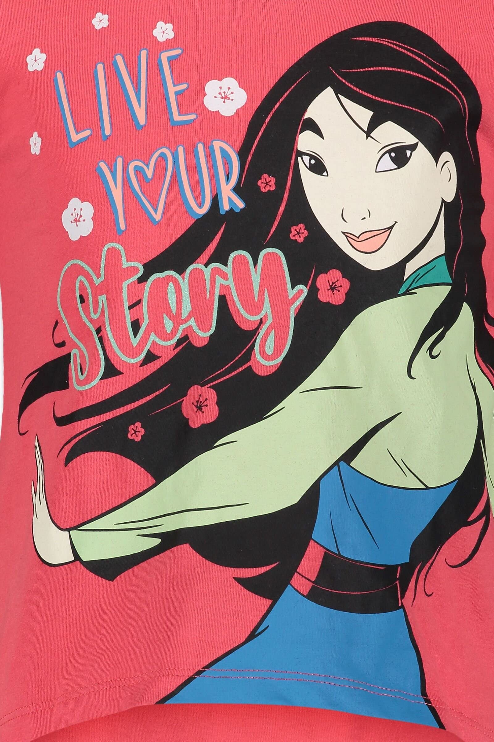 Princess Mulan Tiana Rapunzel Moana Big Girls 4 Pack T-Shirts 14-16