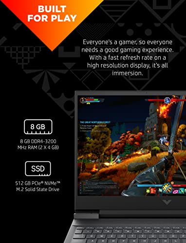 Victus 16 Gaming Laptop, AMD Radeon RX 5500M, AMD Ryzen 5 5600H, 8 GB RAM, 512 GB SSD, Full HD IPS Display, Windows 11 Home, Backlit Keyboard, Fast Charge, Enhanced Thermals (16-e0020nr, 2021)