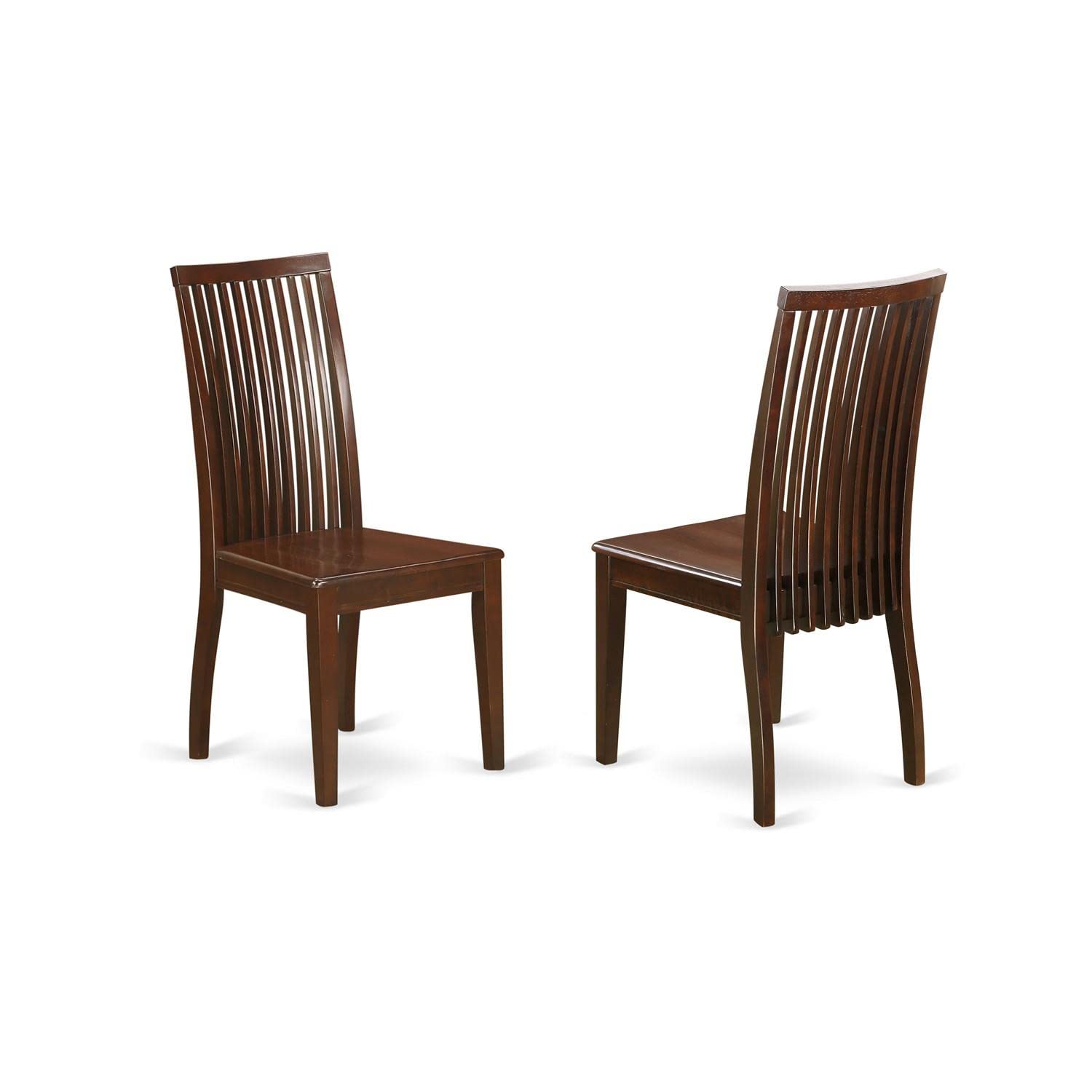 East West Furniture HLIP5-MAH-W 5 Piece Dining Room Table Set Includes a Round Dining Table with Pedestal and 4 Wood Seat Chairs, 42x42 Inch, Mahogany