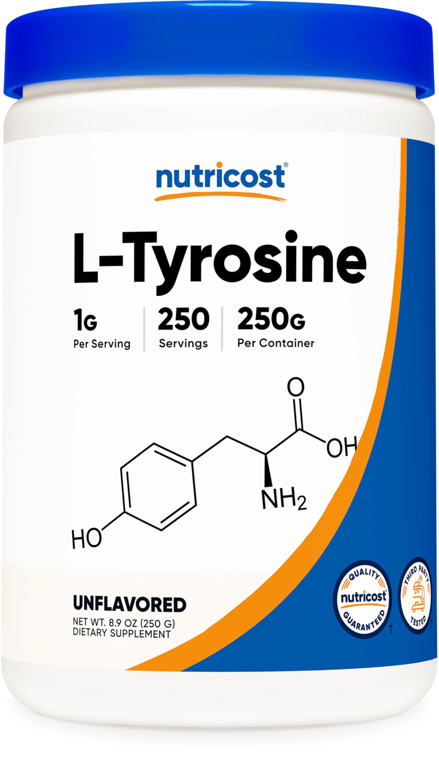 Nutricost L-Tyrosine Powder 250 Grams - Pure L-Tyrosine Powder 1000mg Per Serving