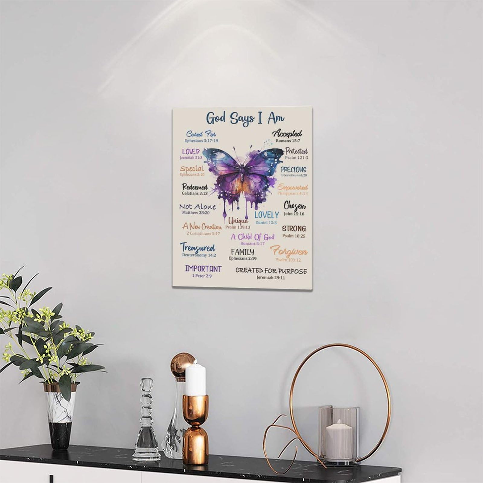 Christian Wall Art Butterfly Pictures Wall Decor Christian Scriptures Inspirational Painting Bible Verse Canvas Prints Modern Artwork Home Decoration for Office Bedroom Living Room 12"x16"