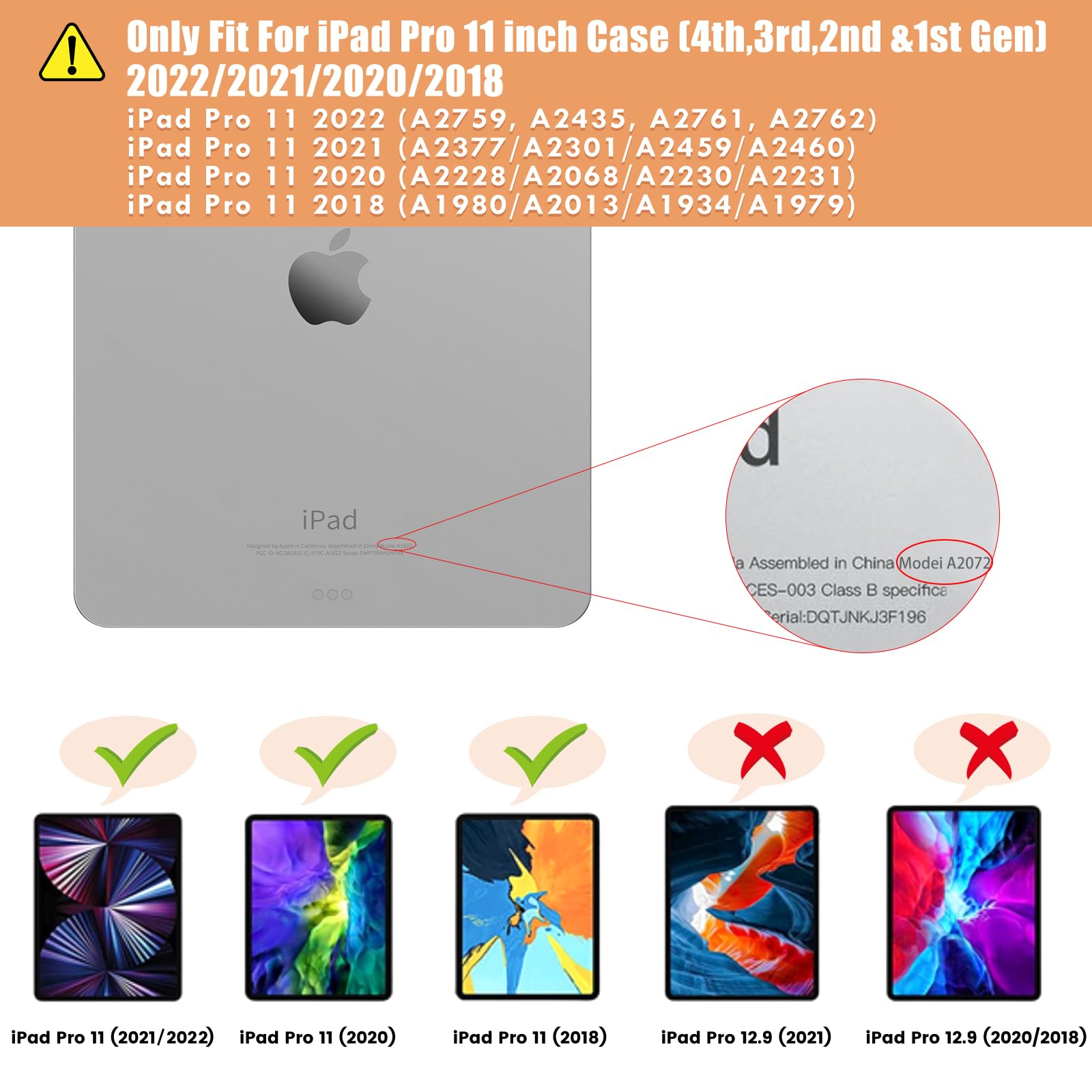 INFILAND Compatible with iPad Pro 11 inch Case (4th,3rd,2nd &1st Gen) 2022/2021/2020/2018, Crystal Clear Both Back & Frame Anti-Yellowing, Pencil Holder, Blue