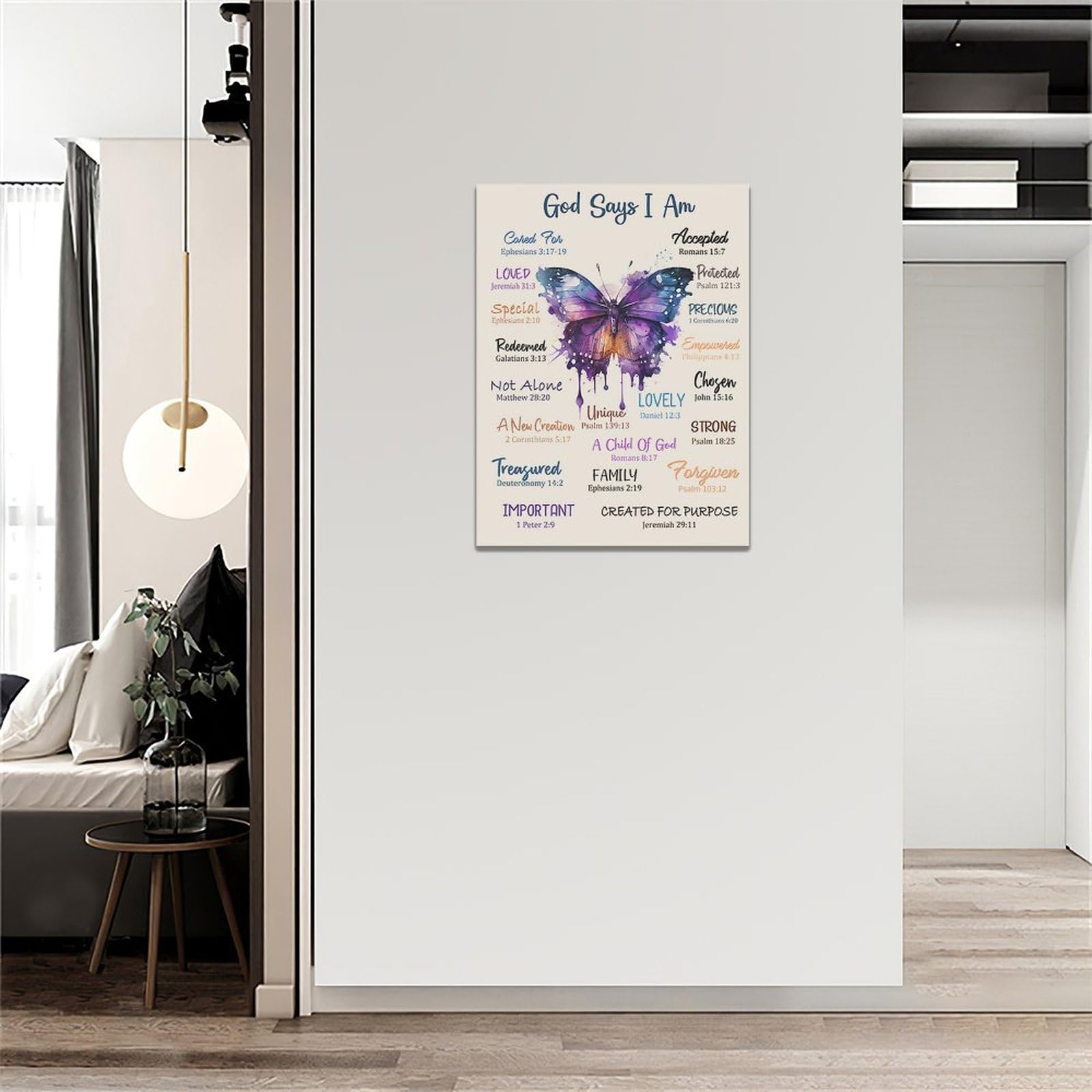Christian Wall Art Butterfly Pictures Wall Decor Christian Scriptures Inspirational Painting Bible Verse Canvas Prints Modern Artwork Home Decoration for Office Bedroom Living Room 12"x16"