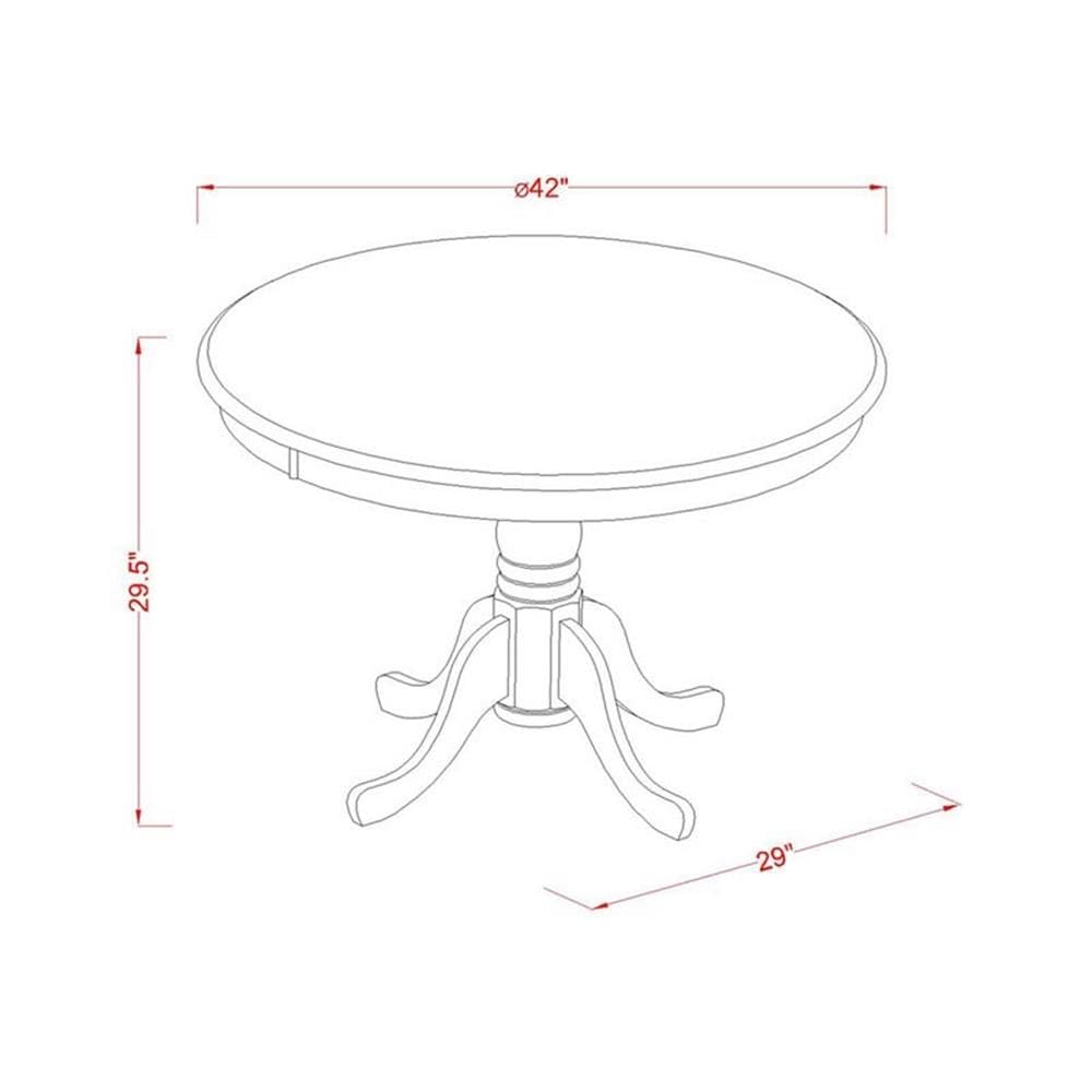East West Furniture HLPL5-BCH-W 5 Piece Kitchen Table Set for 4 Includes a Round Dining Room Table with Pedestal and 4 Dining Chairs, 42x42 Inch, Black & Cherry