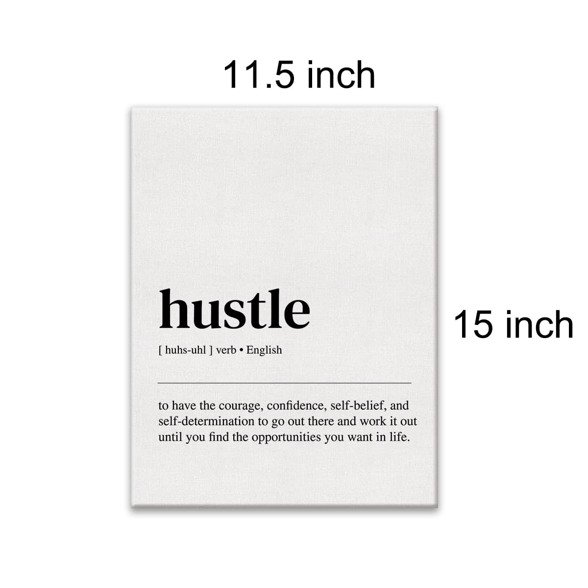 Hustle Definition Canvas Wall Art Poster Print Gift, Hustle Quote Painting Ready to Hang Home Office Bedroom Decor (11.5" x 15")