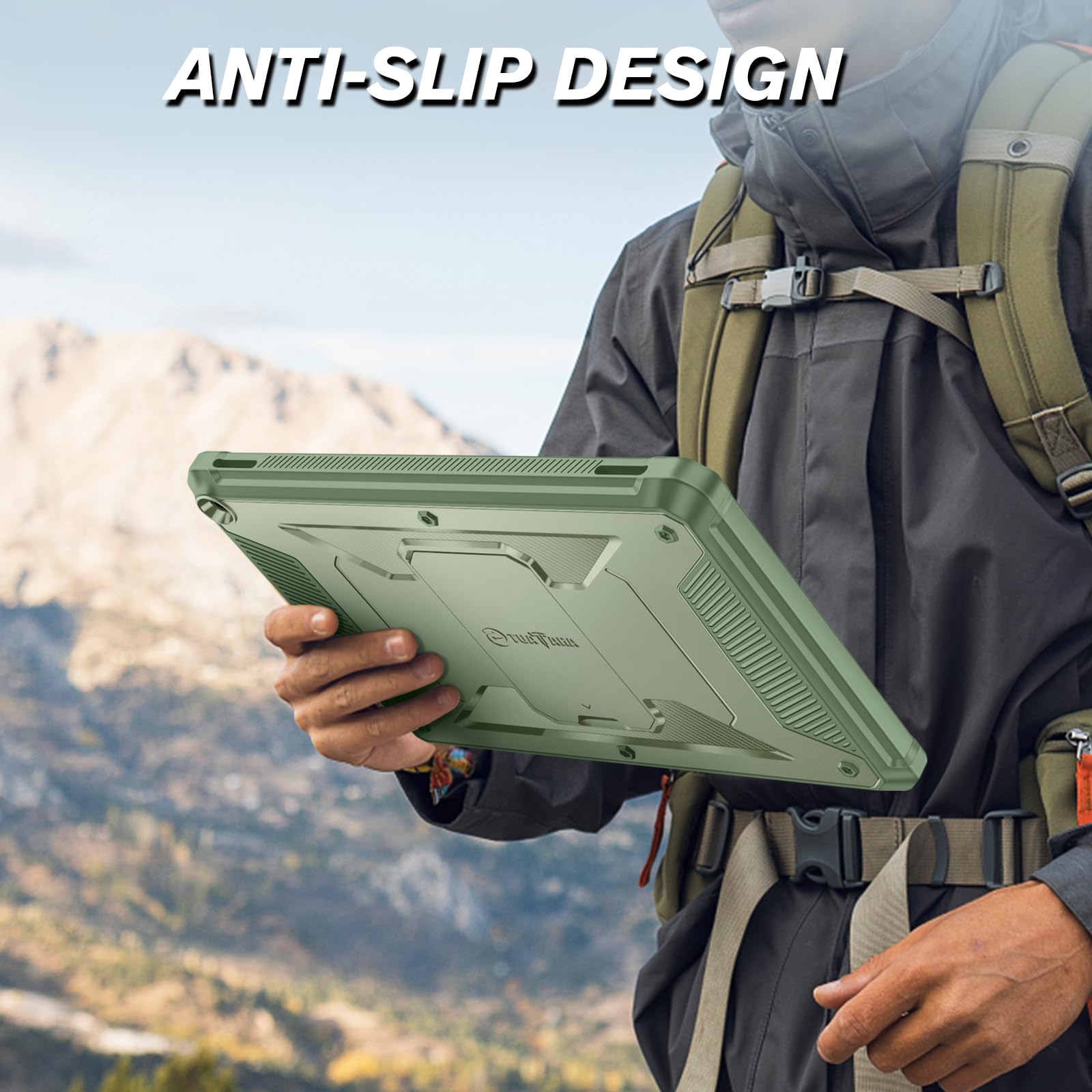 Fintie Shockproof Case for All-New Fire HD 10 Tablet (13th Generation 10.1", 2023 Release), [Tuatara] Rugged Unibody Hybrid Bumper Kickstand Cover with Built-in Screen Protector, Sage Green