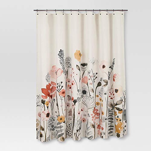 Floral Wave Shower Curtain 100% Cotton 72"x 72"