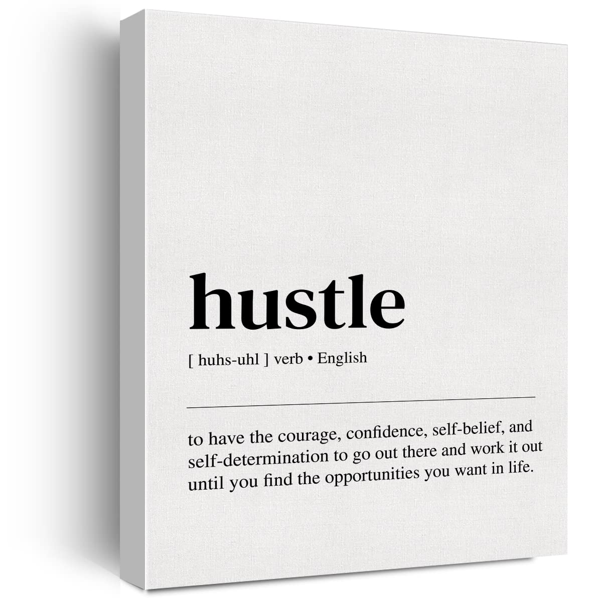 Hustle Definition Canvas Wall Art Poster Print Gift, Hustle Quote Painting Ready to Hang Home Office Bedroom Decor (11.5" x 15")