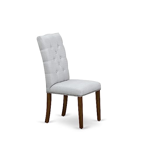 East West Furniture DLEL3-AWA-05 3 Piece Kitchen Table & Chairs Set Consist of a Round Dining Table with Dropleaf and 2 Upholstered Parson Chairs, 42x42 Inch, Antique Walnut
