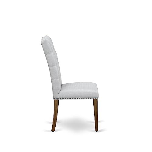 East West Furniture DLEL3-AWA-05 3 Piece Kitchen Table & Chairs Set Consist of a Round Dining Table with Dropleaf and 2 Upholstered Parson Chairs, 42x42 Inch, Antique Walnut