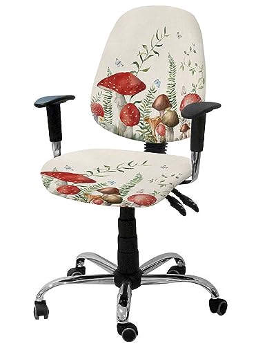 Big buy store Office Chair Cover Green Eucalyptus Leave Desk Chair Cover Stretch Elastic Universal Computer Chair Covers Mushroom Butterfly Stretch Rotating Chair Slipcovers Protectors