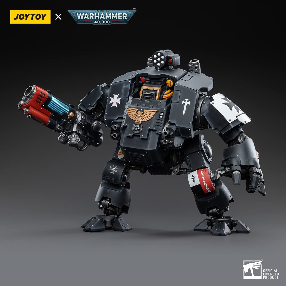 Pipigirl JoyToy × Warhammer Genuine License 1/18 Soldier Action Figures, 4inch Army Military Extreme Warrior Models Kits (Black Templars Redemptor Dreadnought)