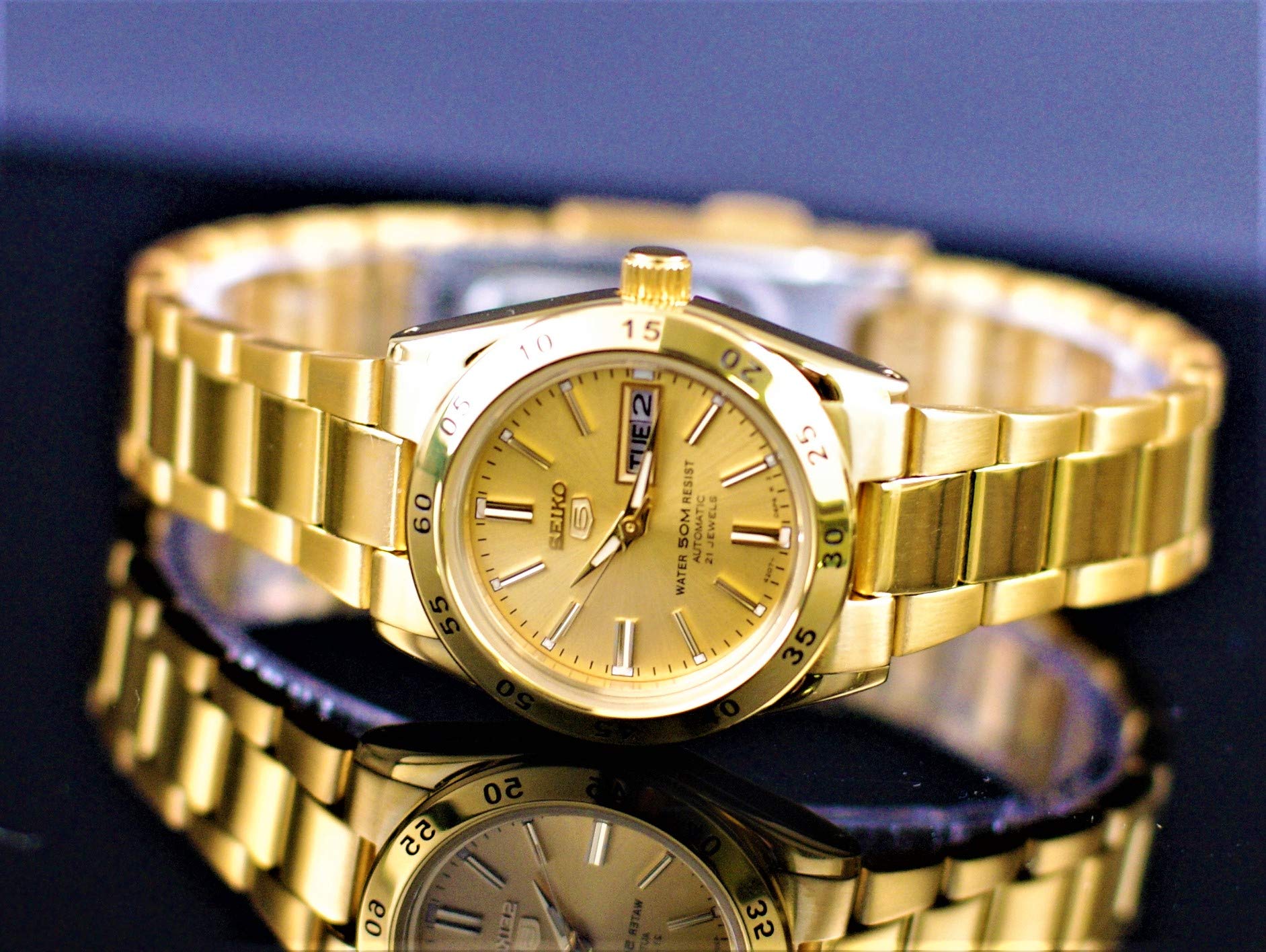SEIKO 5 Sports Automatic Gold Dial Ladies Watch SYMG44K1