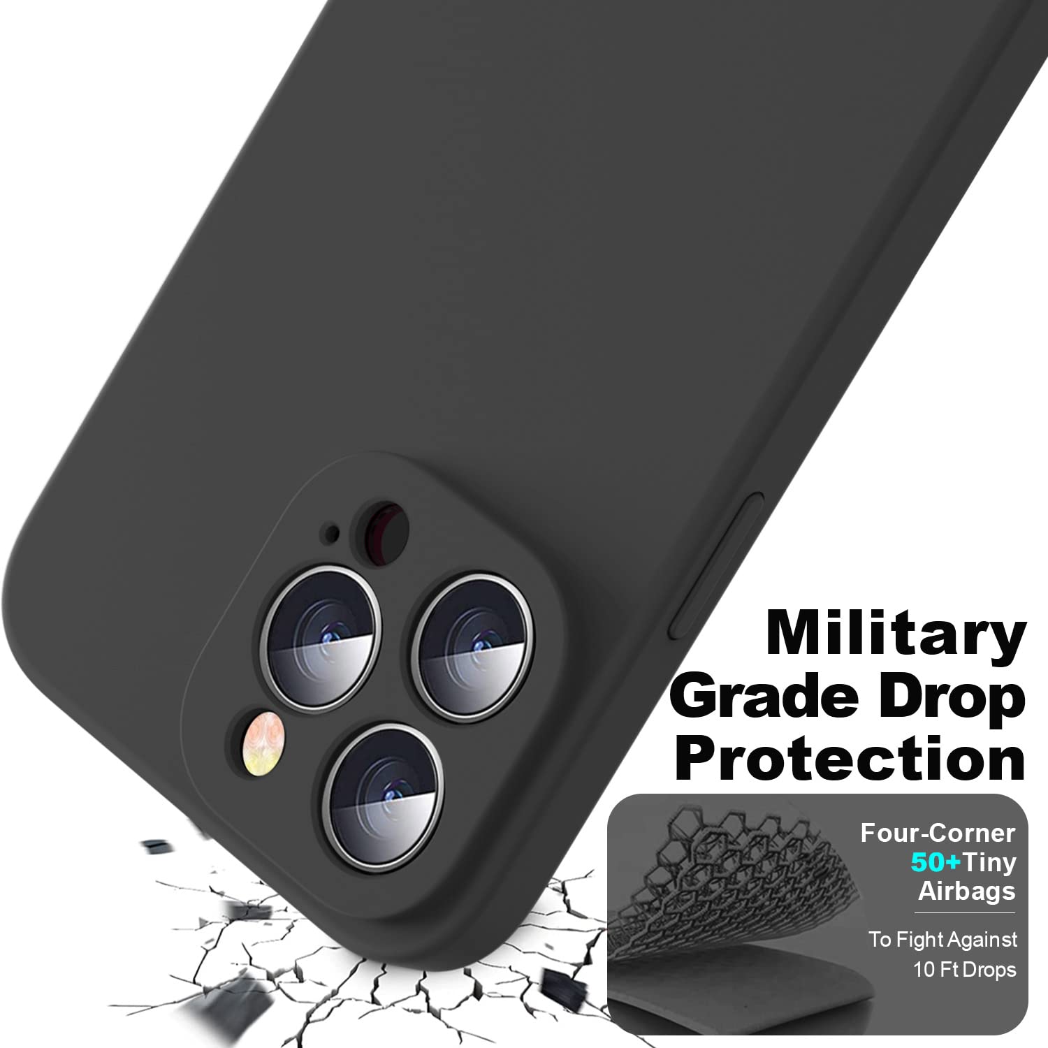 Ktele Compatible with iPhone 14 Pro Case, Silicone Upgraded [Camera Protection] [Soft Microfiber Lining] Full Covered Slim Gel Rubber Case iPhone 14 Pro 6.1 inch -Black