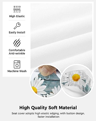 Big buy store Office Chair Cover Summer Daisy Floral Butterfly Protective Stretchable Universal Computer Chair Covers Retro Wooden Board Stretch Rotating Chair Slipcover
