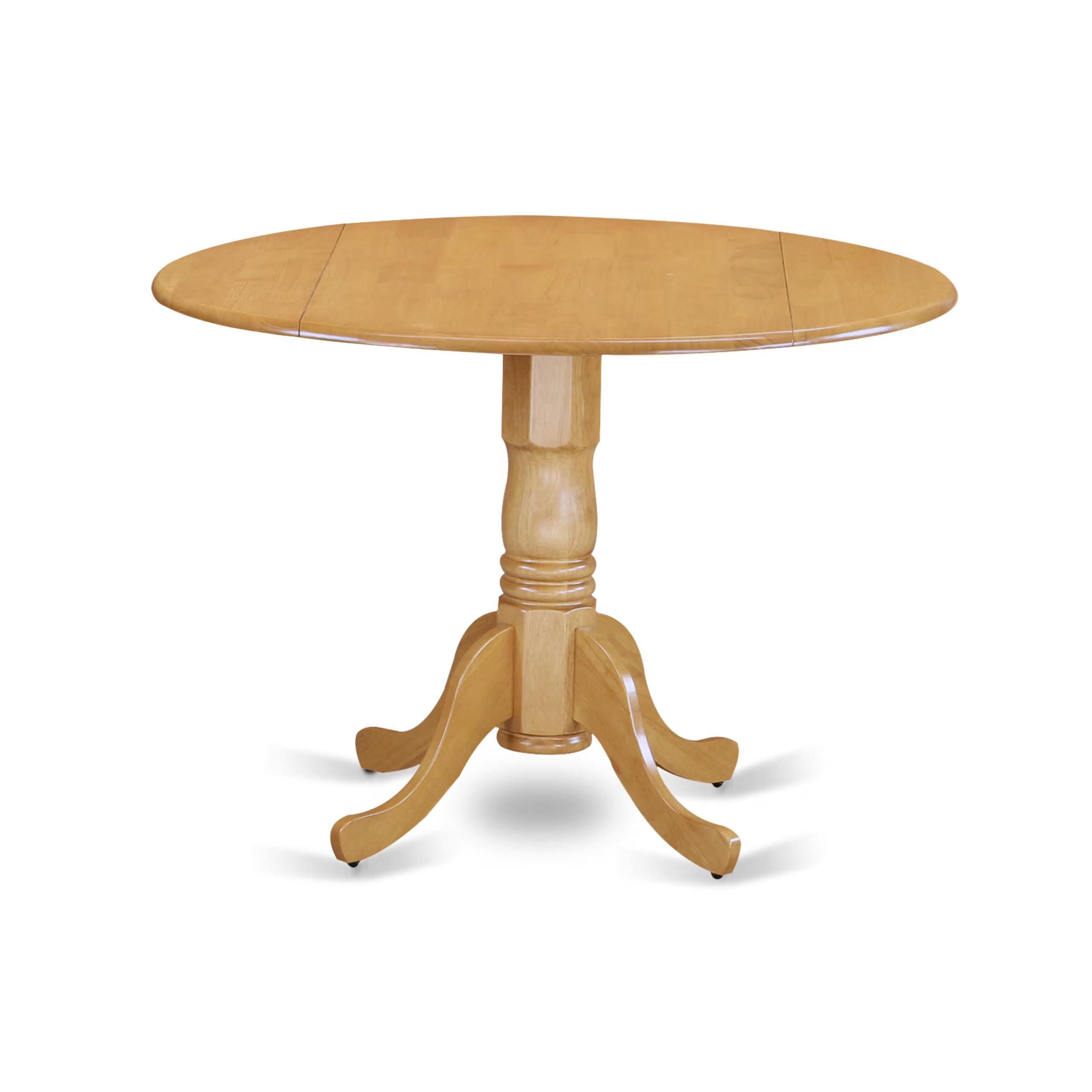 East West Furniture DMGR3-OAK-W 3 Piece Modern Dining Table Set Contains a Round Wooden Table with Dropleaf and 2 Kitchen Dining Chairs, 42x42 Inch, Oak