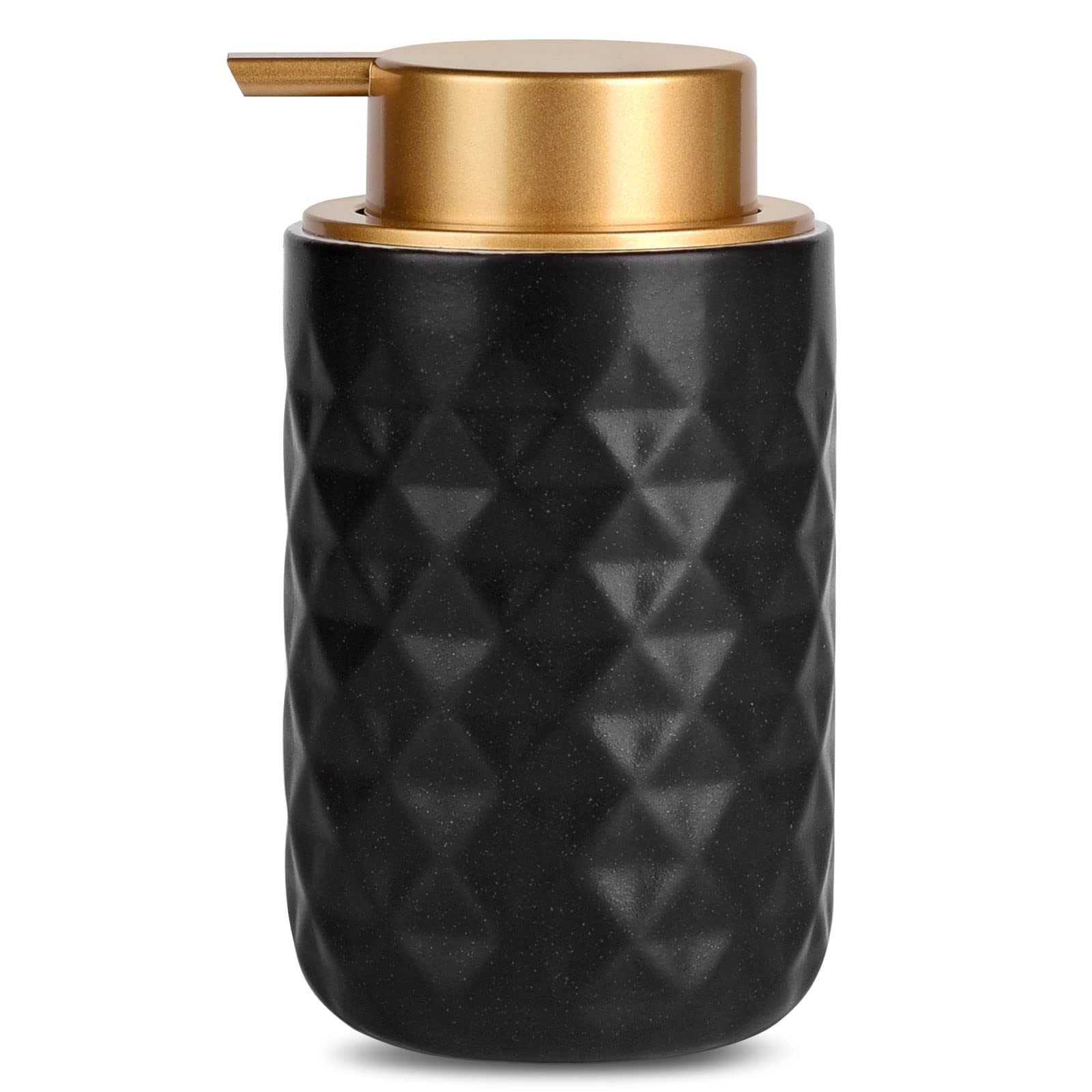 LALA DOLCE Foam Dispenser - Hand Pump Dispenser Foaming Soap Dispenser Ceramic Dish Liquid Dispenser for Kitchen Bathroom Hand Wash Bottle (13.5oz/400ml Black)