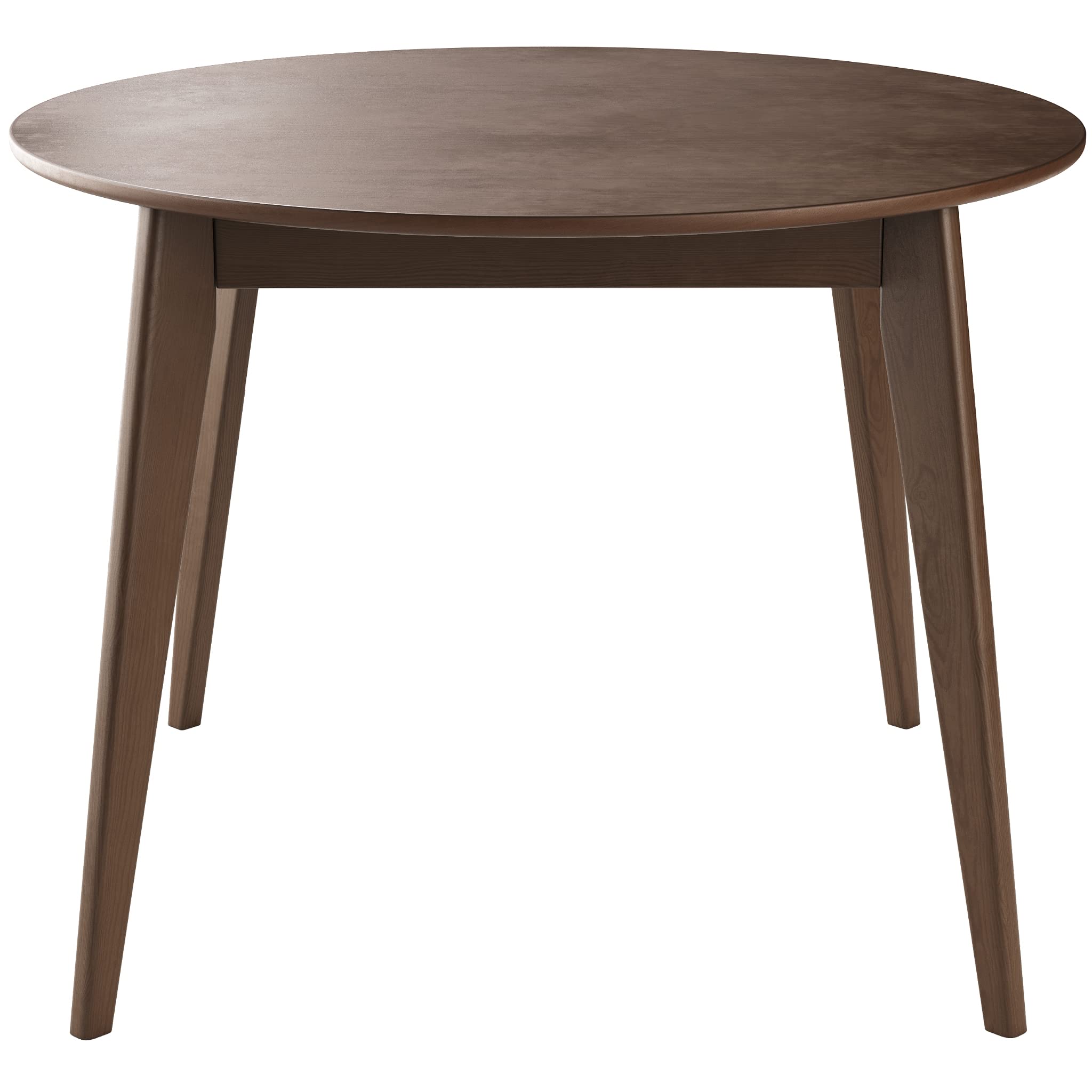 DAIVA CASA Orion Round Dining Table for 4 Person - Birch Solid Wood Kitchen & Dining Room Furniture - Mid Century Modern Scandinavian Style β Dark Brown Kitchen Table 40 inch