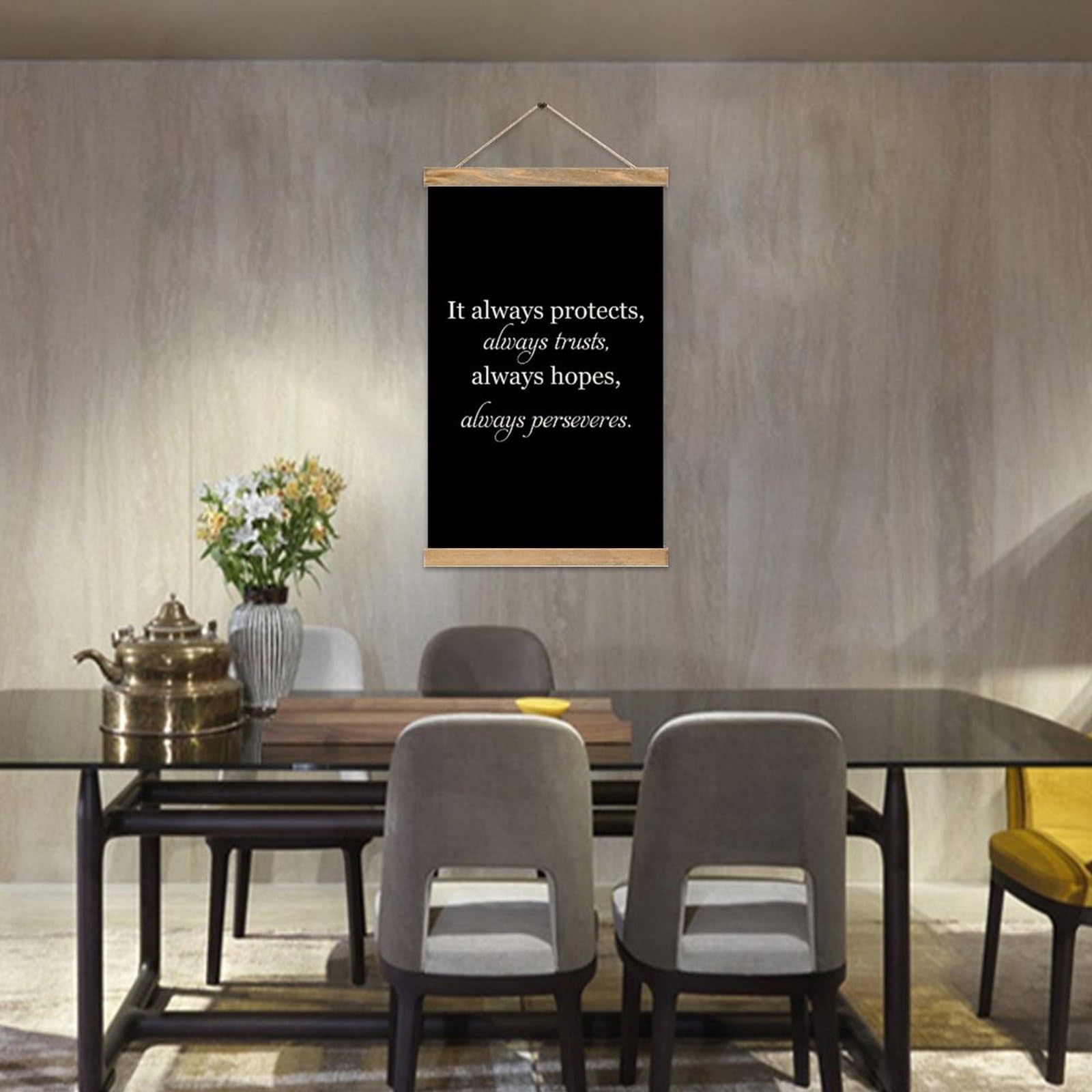 Mousus It Always Protects,always Trusts,always Hopes,always Perseveres Natural Wood Hanger Frame & Canvas Poster Hanging Painting Wall Home Decorative Artwork for Living Room Bedroom Office Holiday Gi