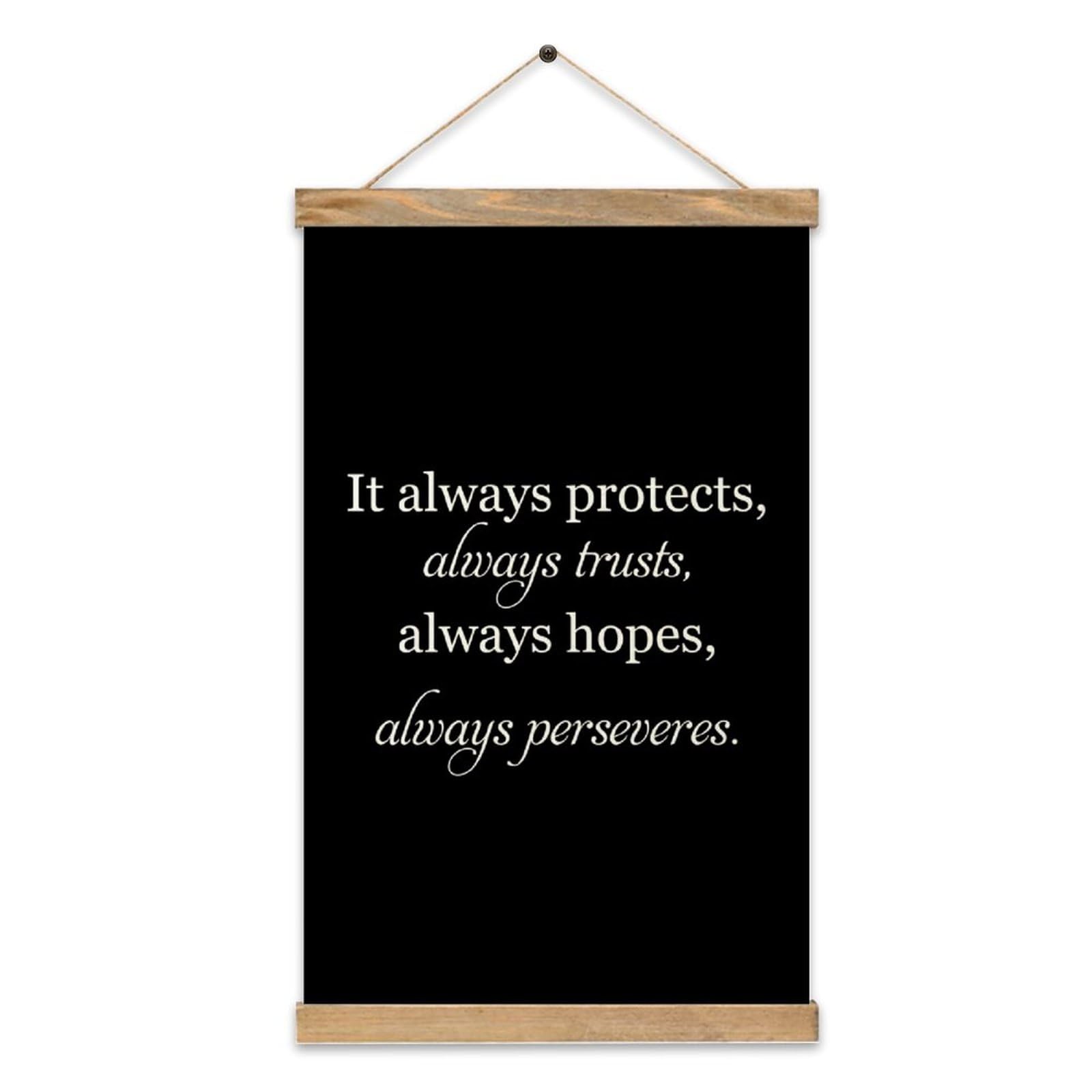 Mousus It Always Protects,always Trusts,always Hopes,always Perseveres Natural Wood Hanger Frame & Canvas Poster Hanging Painting Wall Home Decorative Artwork for Living Room Bedroom Office Holiday Gi