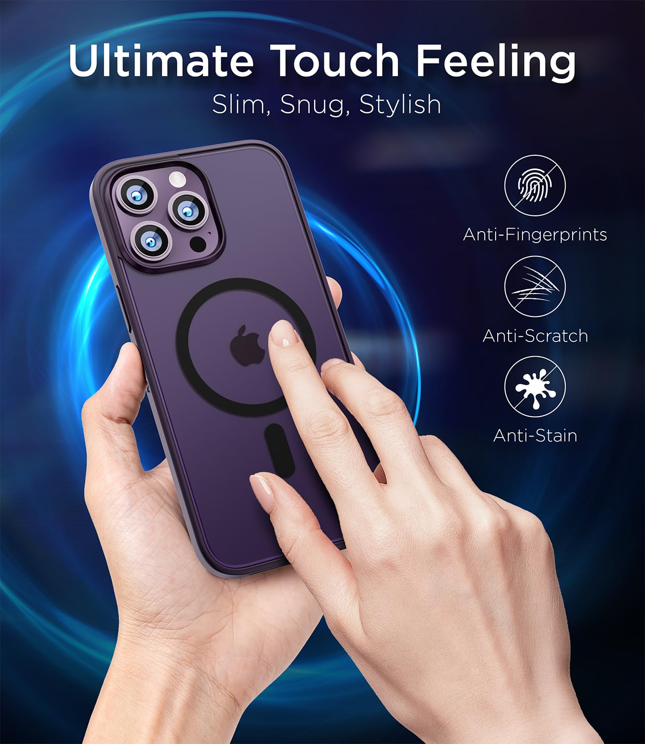 Asukin for iPhone 14 Pro Case, Strong Magnet-Compatible with MagSafe, Shockproof Military-Grade Protection, Slim Mag Safe Thin Bumper Phone Cover 6.1 in for Apple 14pro (Matte Purple)
