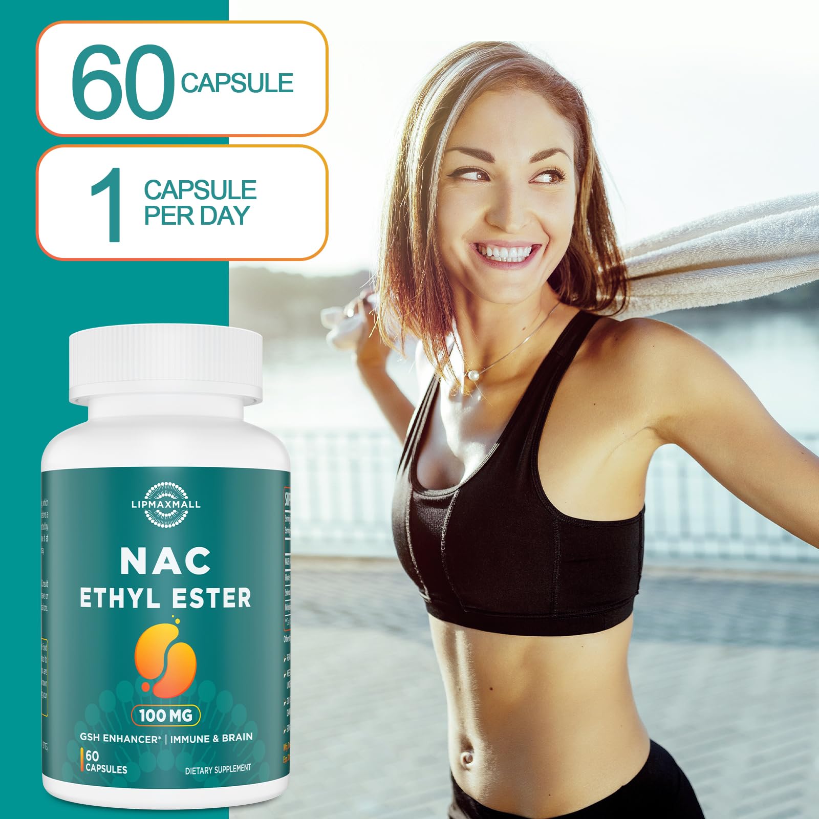 N-Acetyl Cysteine Ethyl Ester 100mg - More Absorption Than 1000mg NAC - with Glycine 600mg - Benefit Glutathione - Good for Immune System & Antioxidant for Adults, NACET ( 60 Capsules - 1 Pack)
