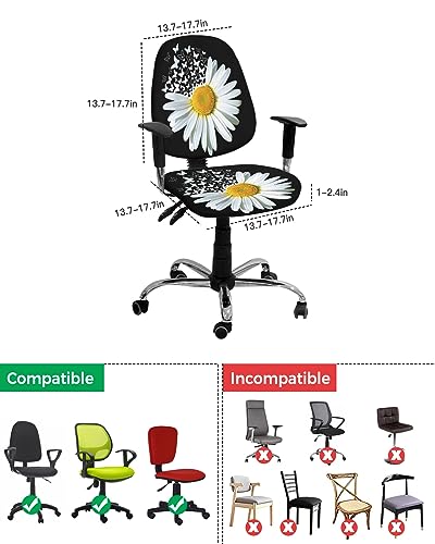 Big buy store Office Chair Cover Daisy Flower Desk Chair Cover, Protective Stretchable Universal Computer Chair Covers, Butterfly White Blooms Decorative Stretch Rotating Gaming Chair Slipcovers