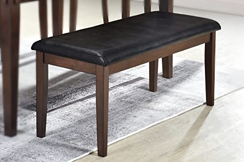 Liveasy Furniture Dining Room Table Set for 6, Kitchen Table with Bench and Chairs Set (Set of 6) Dinette Table with Chairs and Bench (Ladder-Back)