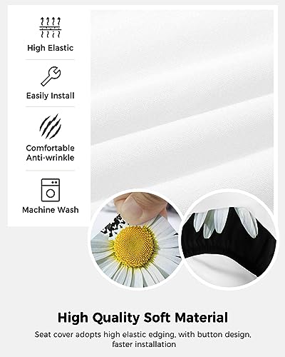 Big buy store Office Chair Cover Daisy Flower Desk Chair Cover, Protective Stretchable Universal Computer Chair Covers, Butterfly White Blooms Decorative Stretch Rotating Gaming Chair Slipcovers