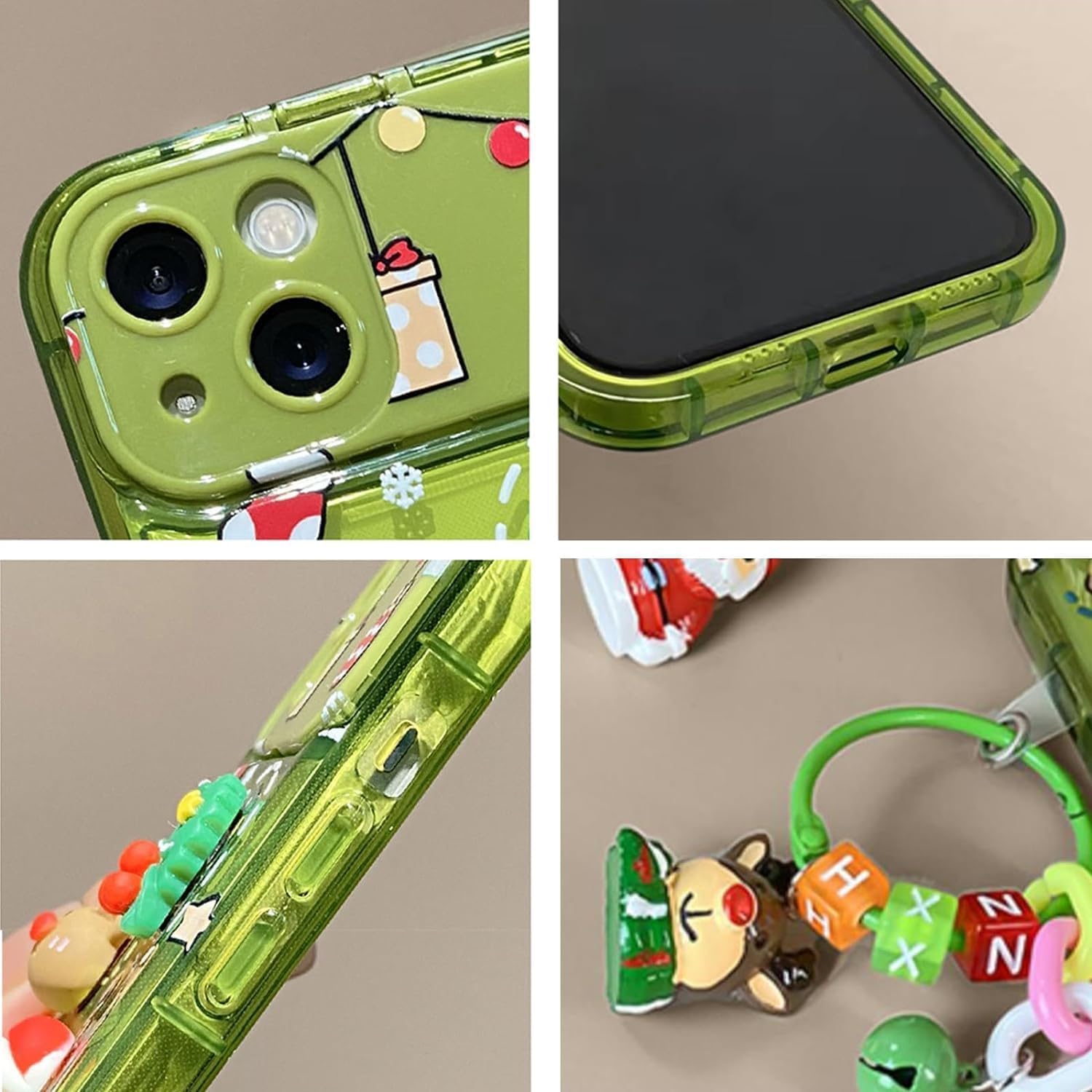 LELEBEAR Christmas Phone Case, Christmas Tree Pendant Flip Mirror Case Cover Suitable for iPhone 15 14 13 12 Series (Holiday red, 14PRO MAX)