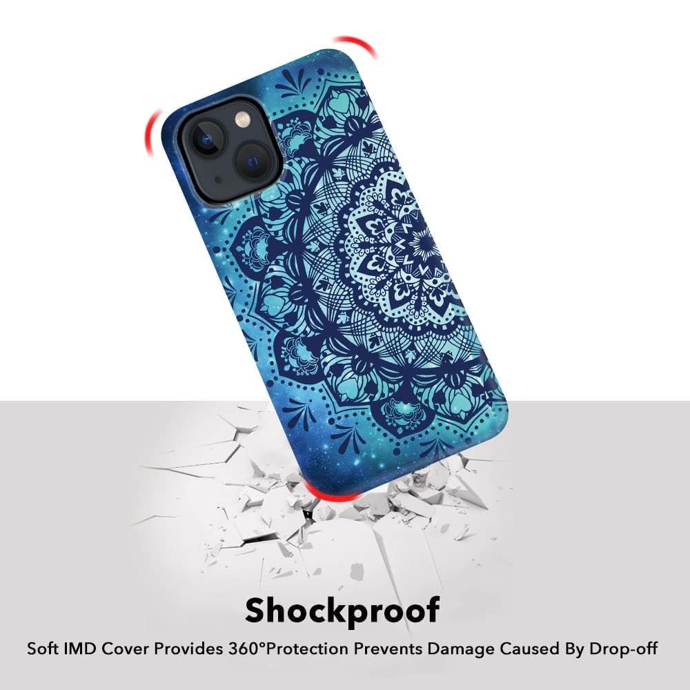 Hi Space Case Compatible with iPhone 15 Plus 2023 6.7 Inch, Slim Shockproof Full Body Rugged Hard Protective Cover, Datura Mandala
