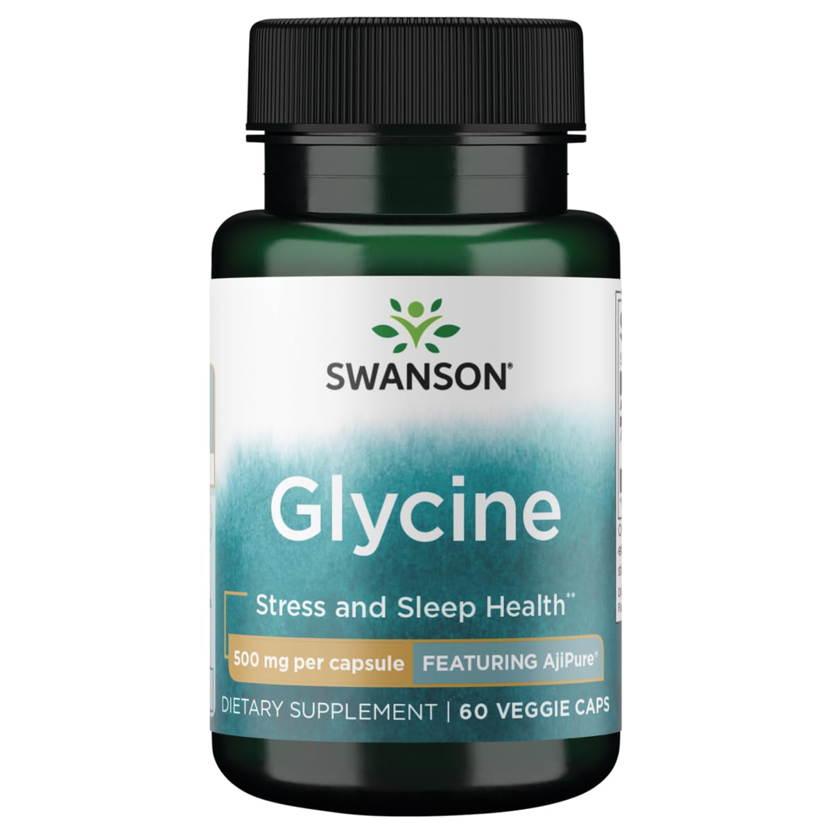 Swanson Amino Acid Ajipure Glycine Pharmaceutical Grade 500 Milligrams 60 Veg Capsules