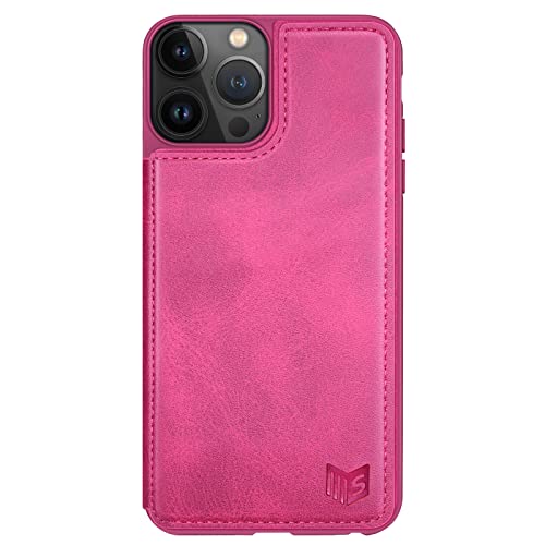 SUANPOT for iPhone 14 Pro Max 6.7" Wallet case with RFID Blocking Credit Card Holder,Flip Book PU Leather Phone case Protective Cover Cellphone Women Men for Apple 14 Pro Max case Wallet Rose Red