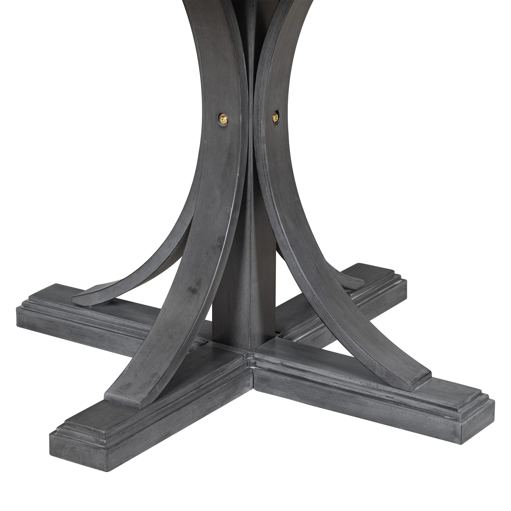 Harper & Bright Designs 5 Pieces Dining Table Set Round Wood Dining Table with Curved Trestle Legs and 4 Upholstered Chairs for Dining Room and Living Room, Kitchen Furniture Retro Style (Dark Gray)