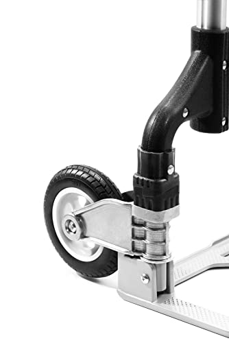 Caflower Folding Hand Truck,Sliver Aluminium Portable Folding Trolley with 3-Position Folding Pulley Handles, Load Capacity 175 lbs for Home, Office and Travel Use.Rubber Wheels