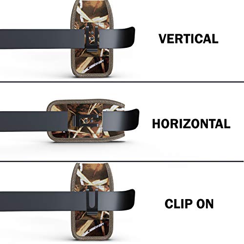 PiTau Cell Phone Belt Holder for iPhone 14, 14 Pro, 13, 13 Pro, 12, 12 Pro, 11, XR Camo Nylon Holster Case with Belt Clip Carrying Pouch Cover (Fits iPhone 14 13 12 11 with Protective Cases) Small