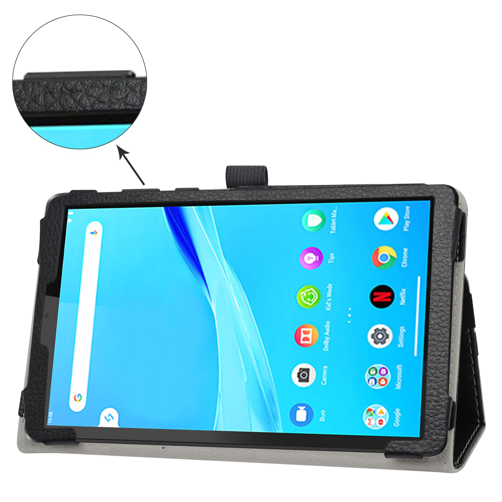Bige for Lenovo Tab M8 Tablet Case - PU Leather Folio 2-Folding Stand Cover for Lenovo Tab M8 8" Tablet, Black