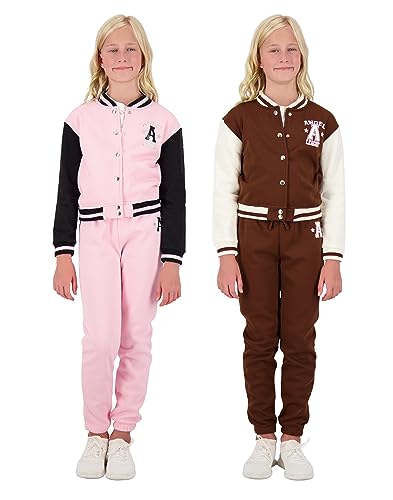 Star Ride Sweet Butterfly Girls 4-Piece Fleece Active Hoodie and Athletic Jogger Sweatpants and Sweatshirt Kids Clothing Set