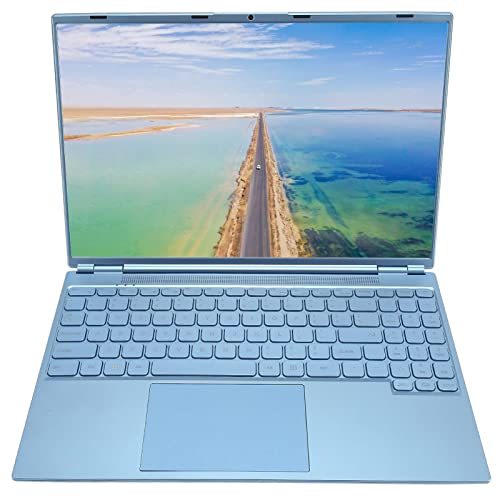 16 Inch Laptop, 2.4G 5G WiFi 1920X1200 HD IPS Display Portable Laptop, 12GB High Bandwidth Onboard DDR4 RAM, Full Size Backlit Keyboard for Home Entertainment, Gaming, Meetings (12GB+512GB US Plug)