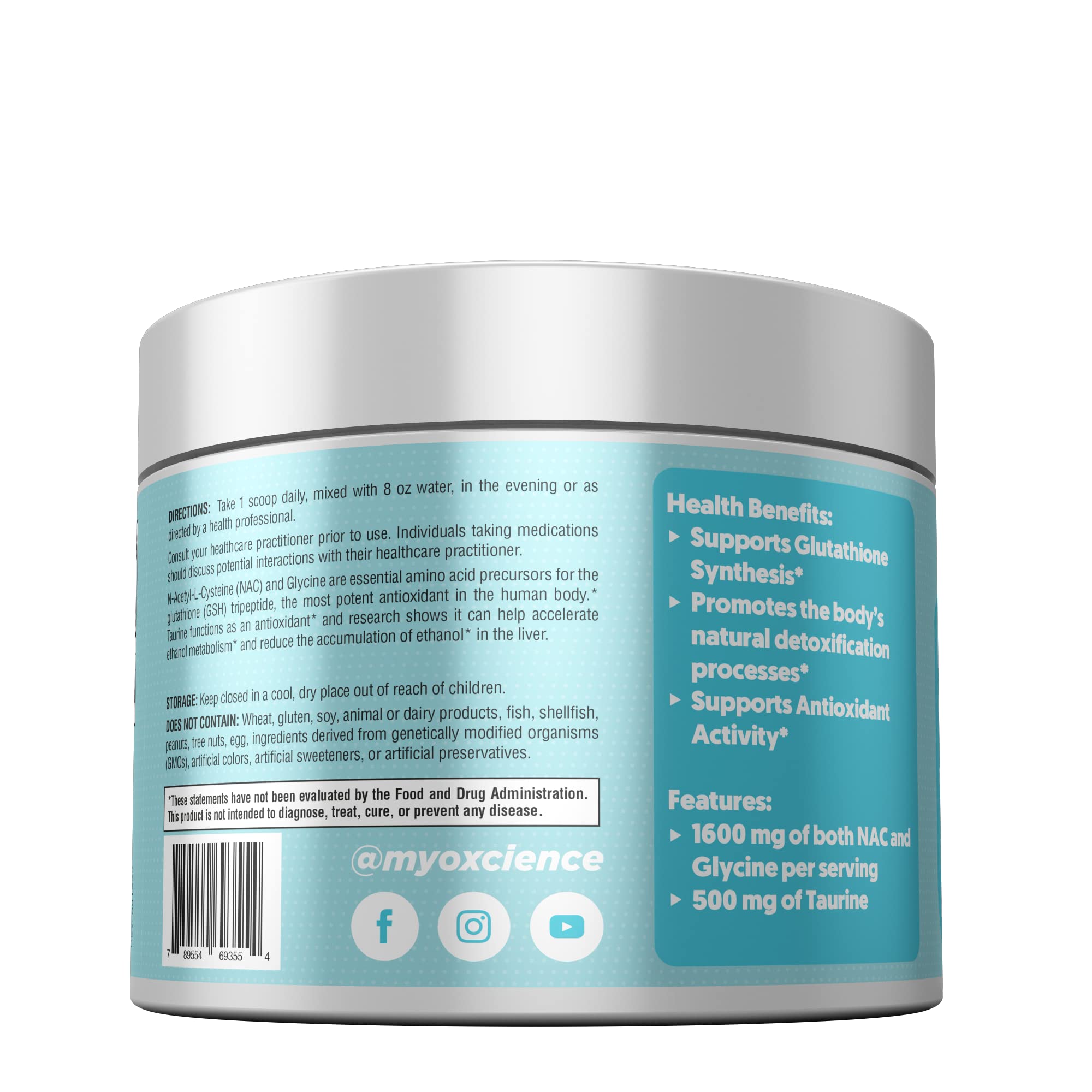 MYOXCIENCE NAC + Glycine Supreme N-Acetyl-L-Cysteine, Glycine and Taurine Combination,Powder