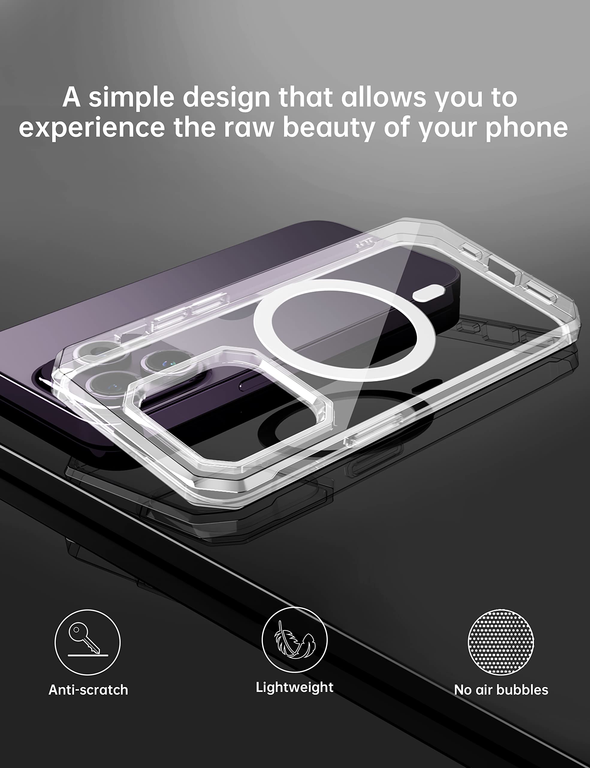 Kakalux[for iPhone 14Pro Phone case,Magnetic case for iPhone 14Pro,magsafe Compatible,with airbag Protection at All Four Corners and Military Grade Drop Protection for iPhone 14Pro(6.1'')-Clear.